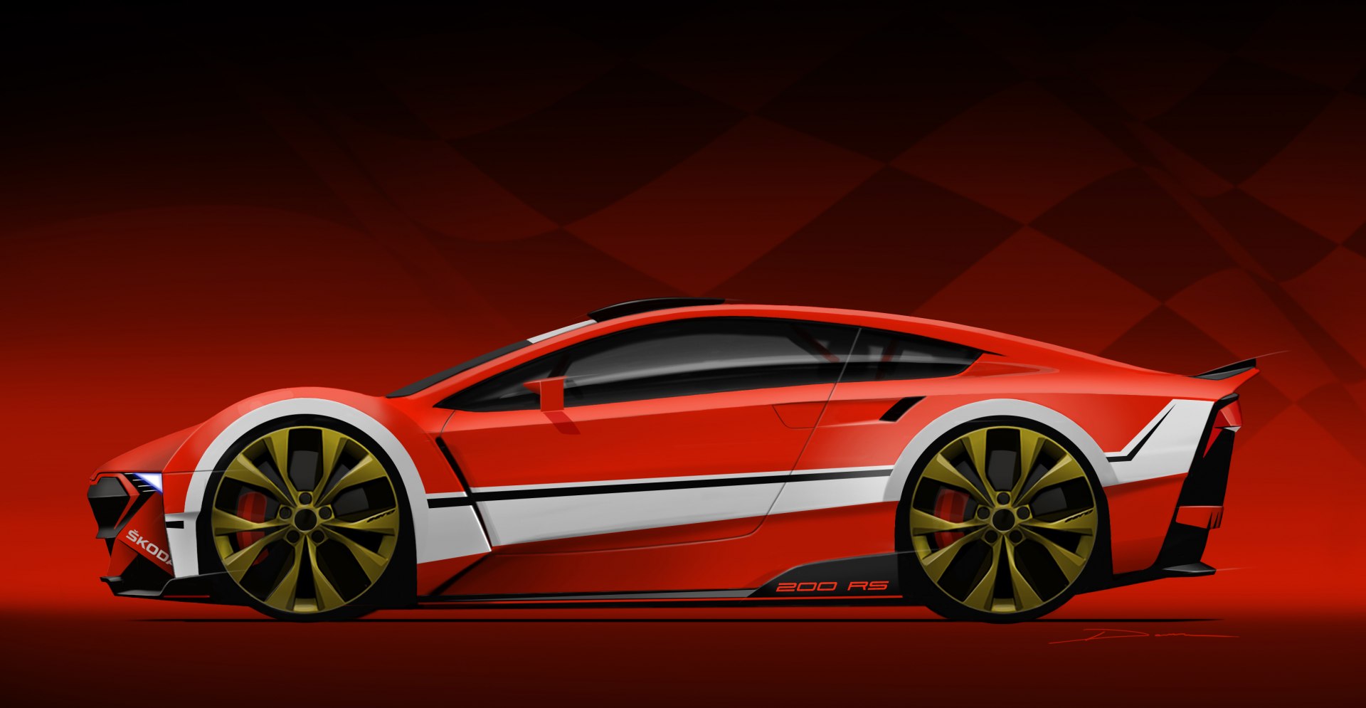 Sketch of the vision of the modern special ŠKODA 200 RS - Škoda Storyboard