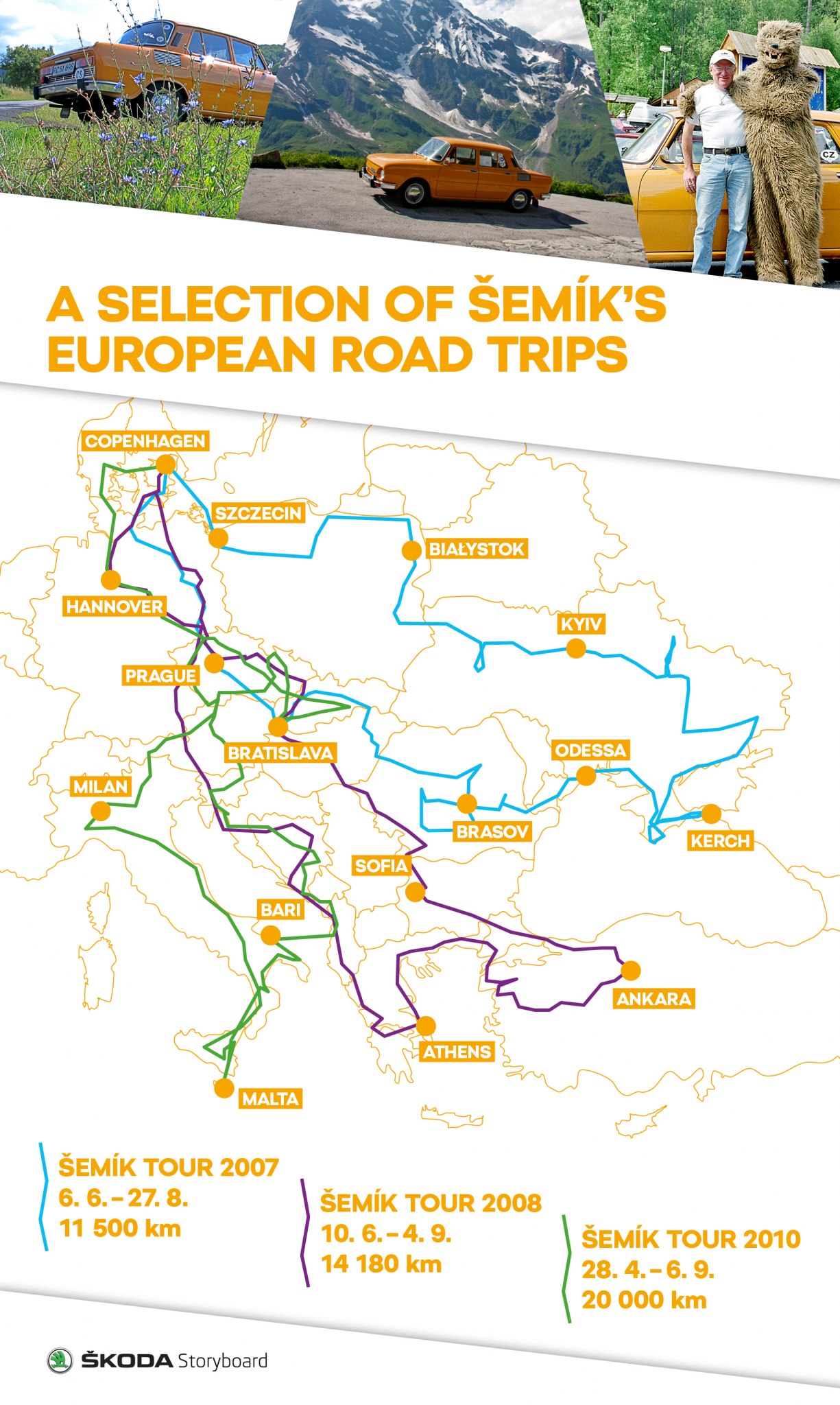 A selection of Šemík's european road trips - Škoda Storyboard