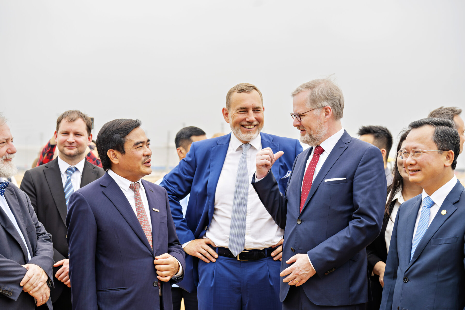 Czech Prime Minister Petr Fiala visits the future Škoda car production ...