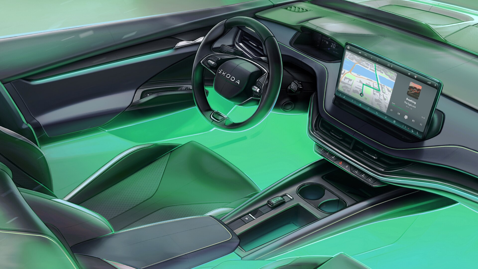 The Škoda Elroq reveals its sustainable interior - Škoda Storyboard