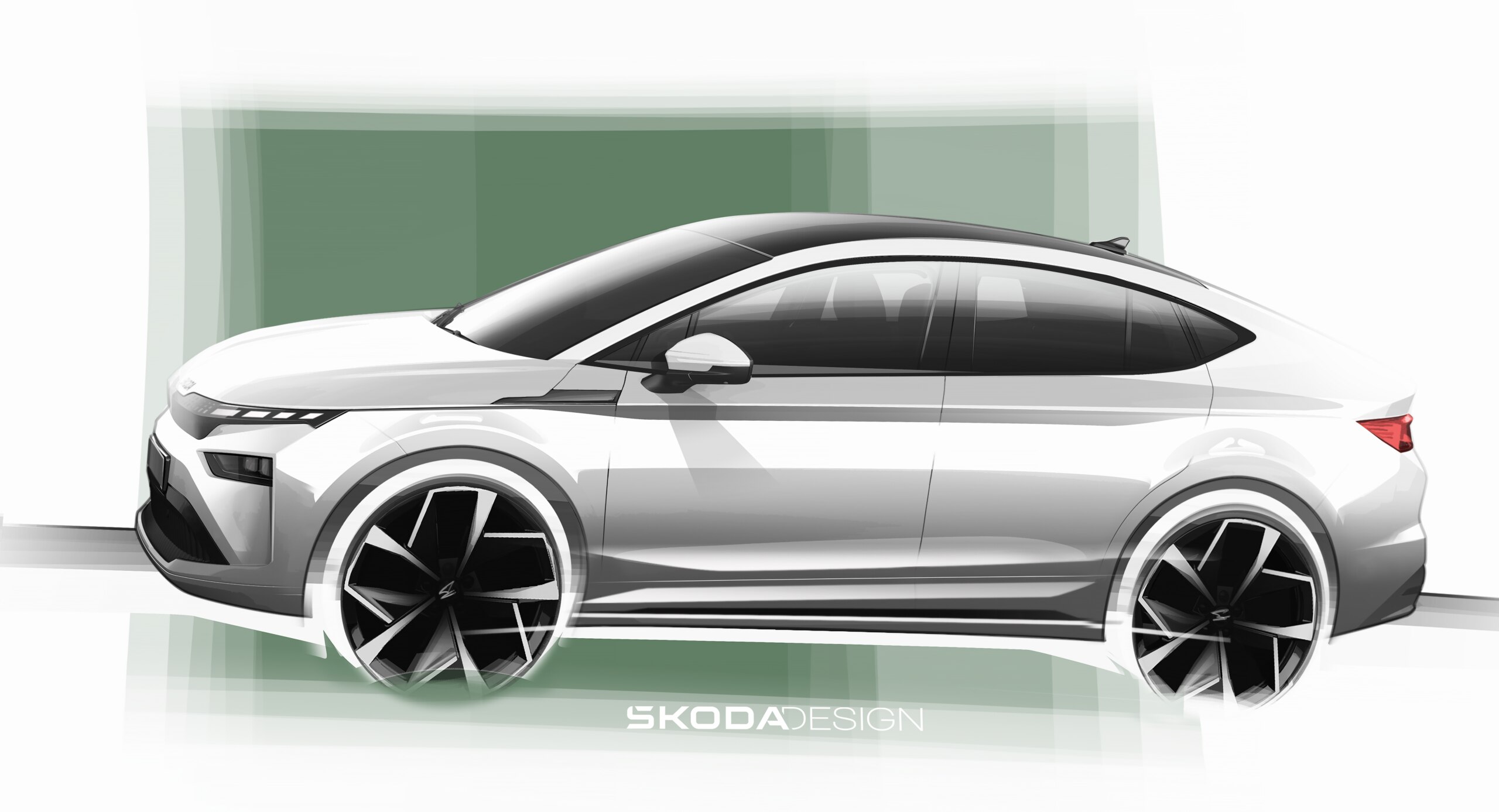 Exterior sketches of the new Škoda Enyaq family: Modern Solid update ...